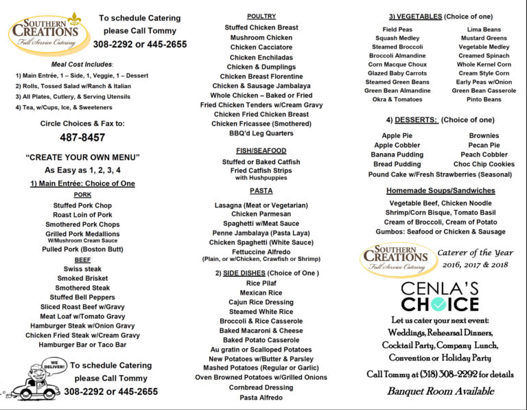 Menus – Southern Creations